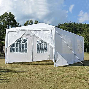 BACKYARD EXPRESSIONS PATIO · HOME · GARDEN 906778 Canopy Tent for Outdoor Wedding Party or Camping BBQ w/Removable Waterproof Sidewalls-20' x 10' -Backyard Expressions, White