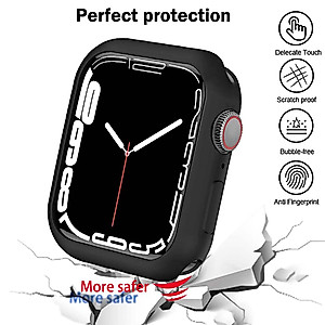 BOTOMALL Compatible with Apple Watch Bumper Case 45mm Series 9 Series 8 Series 7 Soft Flexible TPU Thin Lightweight Protective Cover for iWatch [NO Front Screen Protector]