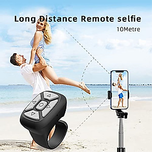 Cellphone Remote Control, Mobile Phone Bluetooth Ring Remote Control for iPhone Smartphones Tablets