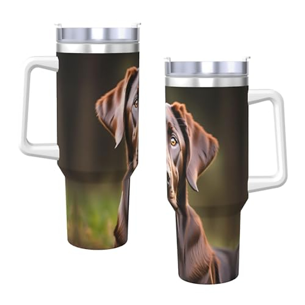 HULIBIN Brown Labrador Retriever Print Double Deck Stainless Steel Travel Coffee Cup With Lid 40 Oz Ice Bully Cup