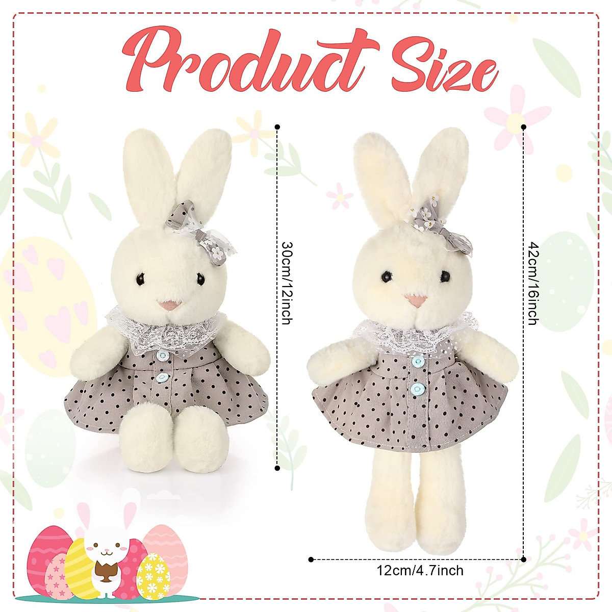 3 Pack Easter Plush Bunny Adorable Rabbit Stuffed Animals 16 Inch Doll Bunny Plush Easter Girls Gifts Room Decorations Birthday Gifts(Cute Style)