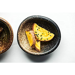 Colias Wing 3.5" Retro Style Black/Brown Stylish Design Multipurpose Porcelain Side Dish Bowl Seasoning Dishes Soy Dipping Sauce Dishes-Set of 5