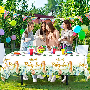 Dinosaur Baby Shower Decorations Tablecloth for Boy - Dino Baby Shower Party Supplies Disposable Waterproof Plastic Table Cover, Dinosaur Theme Baby Boy Table Cloth Decorations 3 Pack (43in x 70in)