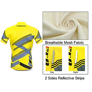 Men Cycling Short Kits Bike Biking Jackets Short Sleeve Padded Riding Gear US XL Yellow