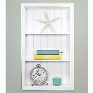 Fox Hollow Furnishings 14x24 Sloane Recessed Wall Niche Medicine Cabinet Replacement, in The Wall Bathroom Cabinet Insert Shelf/Shelves, Made in North America, Real Wood, NO MDF, White Beadboard Back