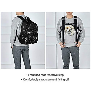 ALAZA Doodle Night Sky Moon Stars Teens Elementary School Bag Casual Daypack Book Bags Travel Knapsack Bags