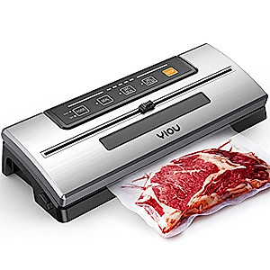 YIOU Vacuum Sealer Machine, Food Saver Vacuum Sealer Machine Build-in Cutter 80Kpa Vacuum Sealer for Food with Starter Kit Led Indicator Lights Dry Moist Mode Easy to Clean Food Vacuum Sealer, Silver