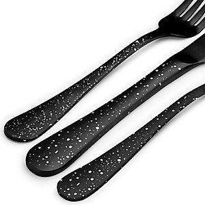 O.C.E. Matte Black Silverware Set, Stainless Steel Flatware Set, 20-Piece Tableware Cutlery Set Service for 4, Satin Finish Tableware Utensils Set, Dishwasher Safe (Starry White)