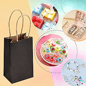 Moretoes Black Mini Gift Bags Bulk 30pcs, 6 x 3.5 x 2.4 Inches Gift Bags With Handles, Paper Bags Bulk Party Favor Bags Candy Bags Small Business Bags
