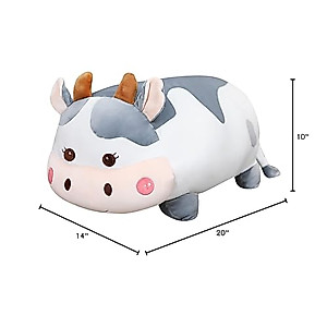 Litence Weighted Cow Stuffed Animals, 19.7in 5lbs Weighted Cow Plush Toy Soft Cow Plush Body Pillow Gifts for Boys Girls