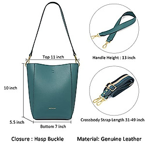 BOSTANTEN Leather Purses and Handbags for Women Designer Hobo Bucket Bag Fashion Small Crossbody Purses Peacock Blue small Size