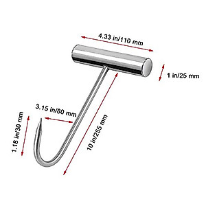 2PCS Meat Hooks for Butchering Stainless Steel T Hooks T-Handle Boning Hooks with Handle