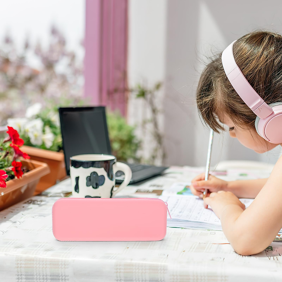 SEWACC Silicone Pencil Case, Solid Color Pencil Pouch Zipper Pencil Case Small Pencil Pouch Aesthetic Pencil Bag for Women Makeup Brush Pink