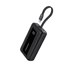 Anker Portable Charger, 10,000mAh 30W Power Bank, USB-C in and Out Fast Charging Battery Pack, Travel Essential Phone Power Bank, for iPhone 16/15/14/13/12, iPad, MacBook, Galaxy, Google, and More