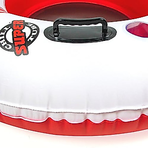 Solstice Super Chill Inflatable River Raft Float Tube 1 Person with Molded Cupholders, Mesh Bottom, Backrest, Grab Handles Tie On Rope | for Rivers Lake Ocean Pool Floating Snow Heavy Duty Material