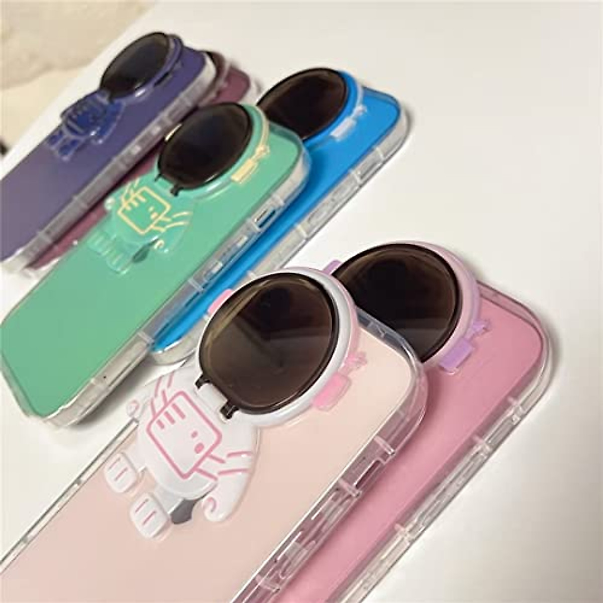 Beskinmer Compatible with iPhone 11 Case,Cute Clear Astronaut Case for Women with Astronaut Folding Camera Cover Kickstand Case Slim Soft TPU Shockproof Bumper - Clear