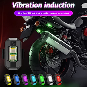 AICEL 2Pcs Mini LED Strobe Lights, Upgrade 7 Colors Led Aircraft Strobe Lights, USB Charging Magnetic Lights, Night Signal Emergency Warning Light for Car Motorcycle Bike Drone