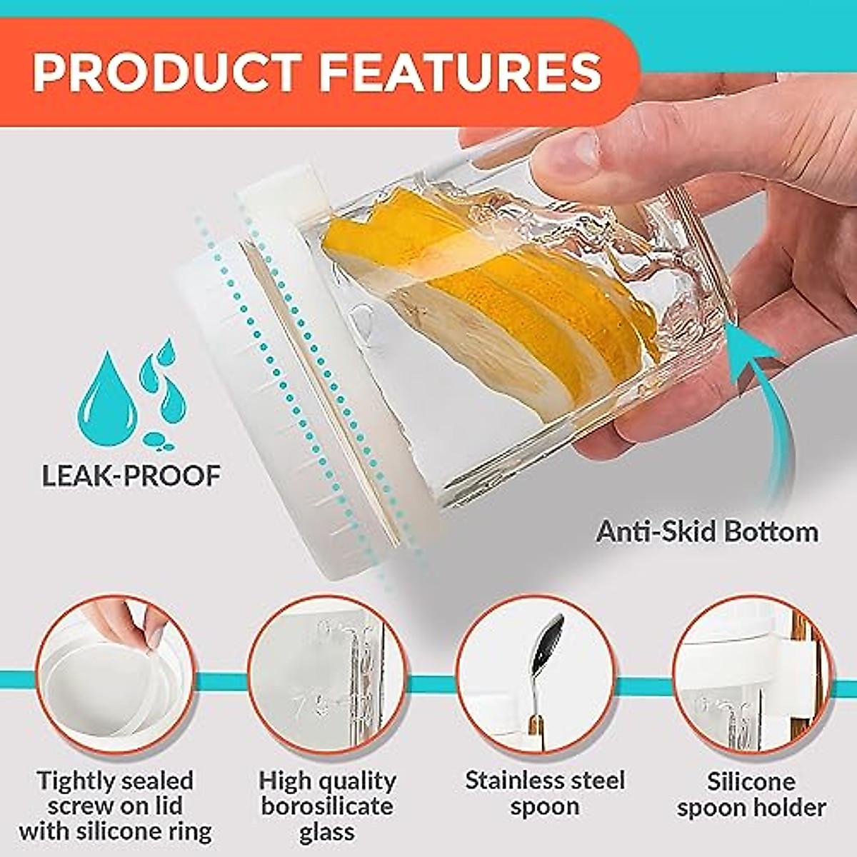 4 Pack Overnight Oats Containers with Lids and Spoons, 16oz Glass Mason Meal Prep Container Microwave Safe,Airtight Glass Jars,Oats Overnight,Yogurt Parfait Fruit Cereal With Measurement Marks