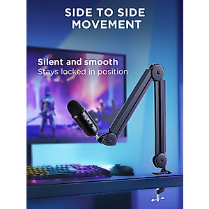 InnoGear Mic Boom Arm Microphone Stand Cable Management for Blue Yeti FIFINE AM8 K669B HyperX QuadCast S SoloCast AT2020 Shure SM7B MV7 and Other Microphone