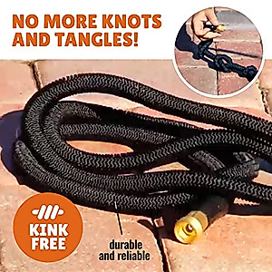 Xhose Pro Garden Hose, 50 Foot Expandable Garden Hoses, Tough & Flexible Water Hose, Lightweight, Solid Brass Fittings, Kink Free, Easy to Use & Store