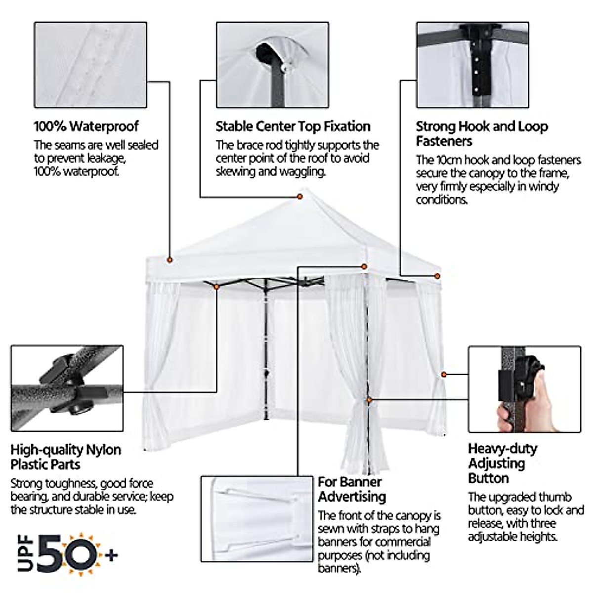 Yaheetech 10'x10' Pop Up Canopy with Removable Mesh Side Walls, Commercial Instant Tent, Instant Canopy Tent for Camping, Family Outings, Wedding