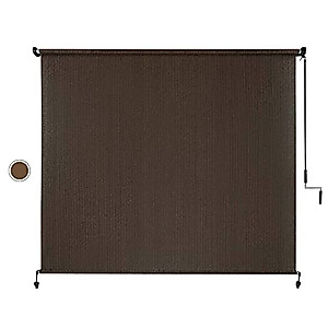 Osimlead Cordless Outdoor Roller Shade Patio Roll Up Shade Blinds for Deck Porch Balcony Backyard (8' W X 6' L, Mocha)