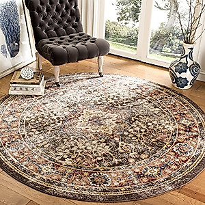 SAFAVIEH Bijar Collection 3' Round Brown / Rust BIJ652D Traditional Oriental Distressed Non-Shedding Dining Room Entryway Foyer Living Room Bedroom Area Rug