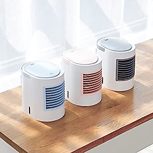 NOLITOY Portable Air Conditioner Fan, Mini Air Cooler Oval USB Air Cooling Fan for Home Office Outdoor Personal Use (Blue)