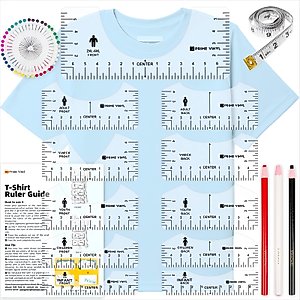 17Pcs Tshirt Ruler Guide for Vinyl Alignment, Prime Vinyl Tshirt Ruler for Cricut Heat Press HTV Vinyl Center Designs, Craft Sewing Supplies and Accessories