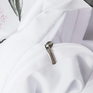 Carisder Full/Queen Duvet Cover Set Floral Soft White Comforter Cover Set 3 Pieces Bedding Sets (Floral Queen)