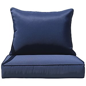 Jadoxy Outdoor Chair Deep Seating Cushions, Waterproof Patio Furniture Back & Deep Seat Cushion Set for Garden Courtyard Furniture (Blue)