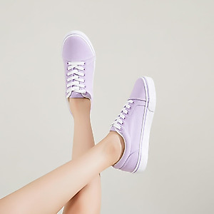 Shupua Canvas Shoes for Women White Canvas Sneakers Womens Casual Shoes Low Top Black Sneakers Comfortable Tennis Shoes(Purple.us8)