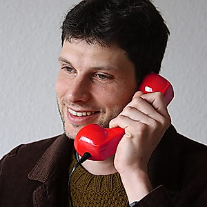 Opis Technology Retro handset (Bundle for iPhone) in Red/Old-Style Telephone Headset for Android Cell-Phones, Smartphones, Tablets, notebooks - The 60s Micro