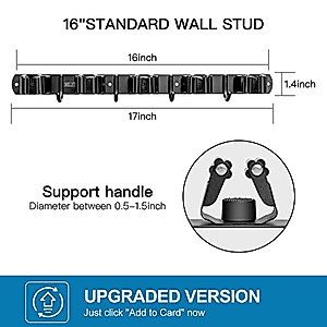 IMILLET Broom Holder Wall Mount, Broom Holder Stainless Steel Heavy Duty Garage Organization Broom Organizer Wall Mount Self Adhesive Laundry Room Organization and Storage（5 Racks and 4 Hooks）