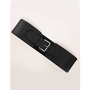 Hanna Nikole Womens Black Wide Belts Plus Size Wide Stretchy Classic Waist Belt with Metal Buckle XL