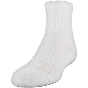 Under Armour Youth Training Cotton Quarter Socks, Multipairs , White (3-Pairs) , Small