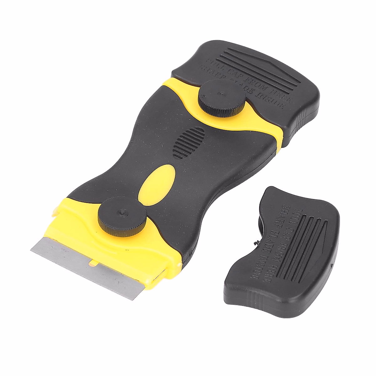 Razor Blade Scraper 2Pcs Multi Purpose Cleaning Razor Scraper 2 in 1 Razor Scraper Tool Glass Scraper for Windows Decals Tint(Black+Yellow)