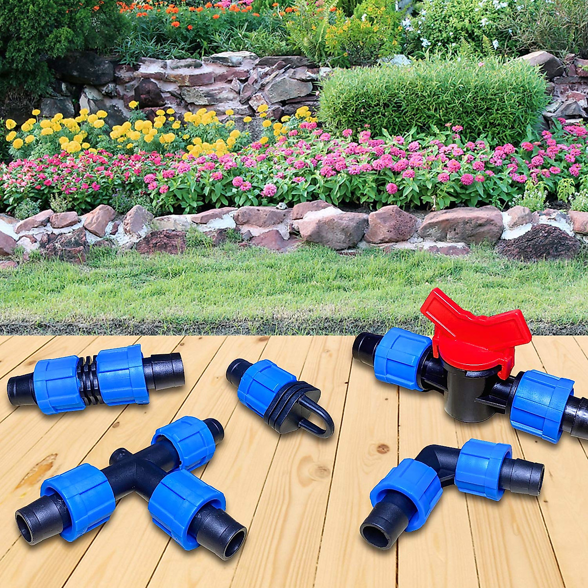 JTooloife 12 Pieces Drip Irrigation Elbow 1/2 Inch Universal Adapter Drip Tubing Fittings Connector Barbed Locking Fitting Fits Most 16-17mm Drip Tape and Tubing (12, Elbow)