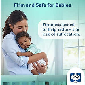 Sealy Baby Cotton Bliss Breathable 2 Stage Waterproof Crib Mattress plus Toddler Bed Fit, 204 Extra Firm Coils, Organic Cover, GREENGUARD Gold Certified, Safety & Quality Tested, Made in USA, 52'X28'