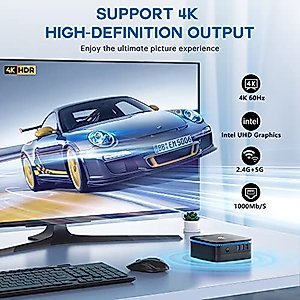 KAMRUI Mini PC 16GB RAM, AK1Plus Mini Computer with Intel Alder Lake N95(up to 3.4 GHz), 512GB M.2 SSD Small Desktop Computers Support 4K UHD/HDMI 2.0/LAN/Dual-Band WiFi for Work Study Design