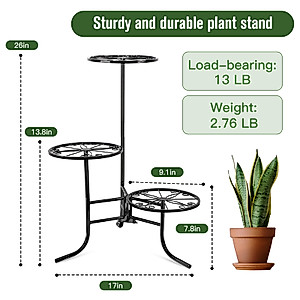 3 Tier Plant Stand, 3 Tier Plant Stands Indoor, Three Tiered Plant Stand Plant Holders for Outside Corner Plant Stand for Patio Garden Living Room Balcony, Black