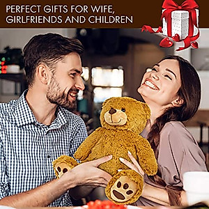 LotFancy Teddy Bear Stuffed Animals, 20 inch Soft Cuddly Stuffed Plush Bear, Cute Stuffed Animals Toy with Footprints, Gifts for Kids Baby Toddlers on Baby Shower, Valentine's Day, Brown