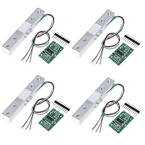 ShangHJ 4 Sets Digital Load Cell Weight Sensor + HX711 ADC Module Weighing Sensor for Arduino DIY Portable Electronic Kitchen Scale Kit (1kg)