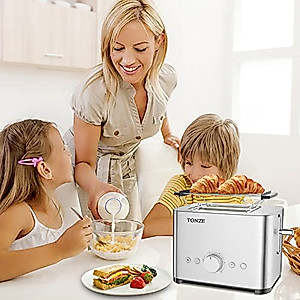 Toaster 2 Slice 1.57" Wide Slot with Heating Rack- Stainless Steel 2 Slice Toaster Easy to Use, Removable Crumb Tray Easy to Clean, Bagel/Defrost/Reheat/Cancel/6 Browning Settings Function, Save Time