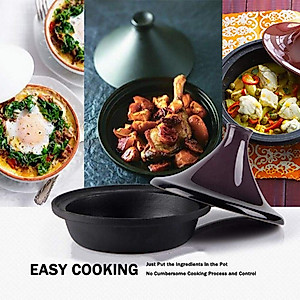 MYYINGBIN Moroccan Tagine Cast Iron Pot Resistant to Dry Burning High Tightness No Cracking Easy to Clean Tagine Pot for Medium to Extra Large Cooking