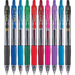 Pilot G2 Premium Retractable Gel-Ink Rolling Ball Pens, Bold Point (1.0mm), Assorted, 10/Pk (11887)