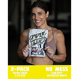 SPIDER CHALK Refillable Climbing Chalk Ball 2-Pack, 3oz Each - Lab-Grade Premium Chalk for Powerlifting, Weightlifting, Extra Large 3oz Gym Chalk Sock for Improved Grip