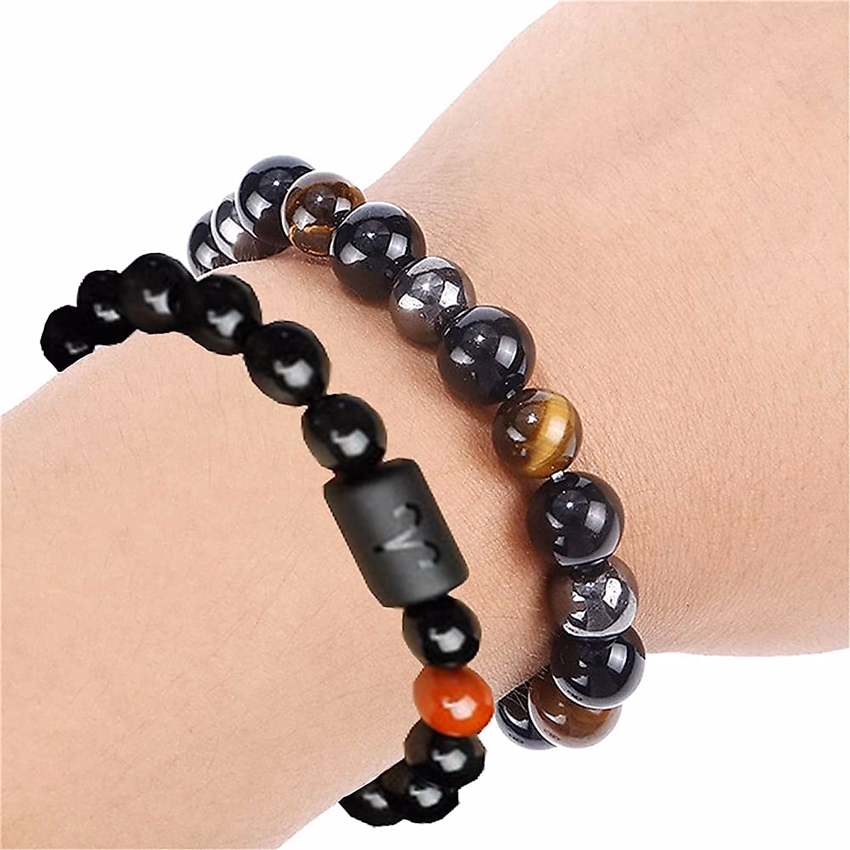 CSIYANJRY99 Zodiac Taurus Bracelets for Men Women,Taurus Zodiac Sign,8mm Natural Black Onyx Stone Hematite Obsidian Tiger Eye Beads Bracelet Set 12 Constellation Horoscope Bracelet