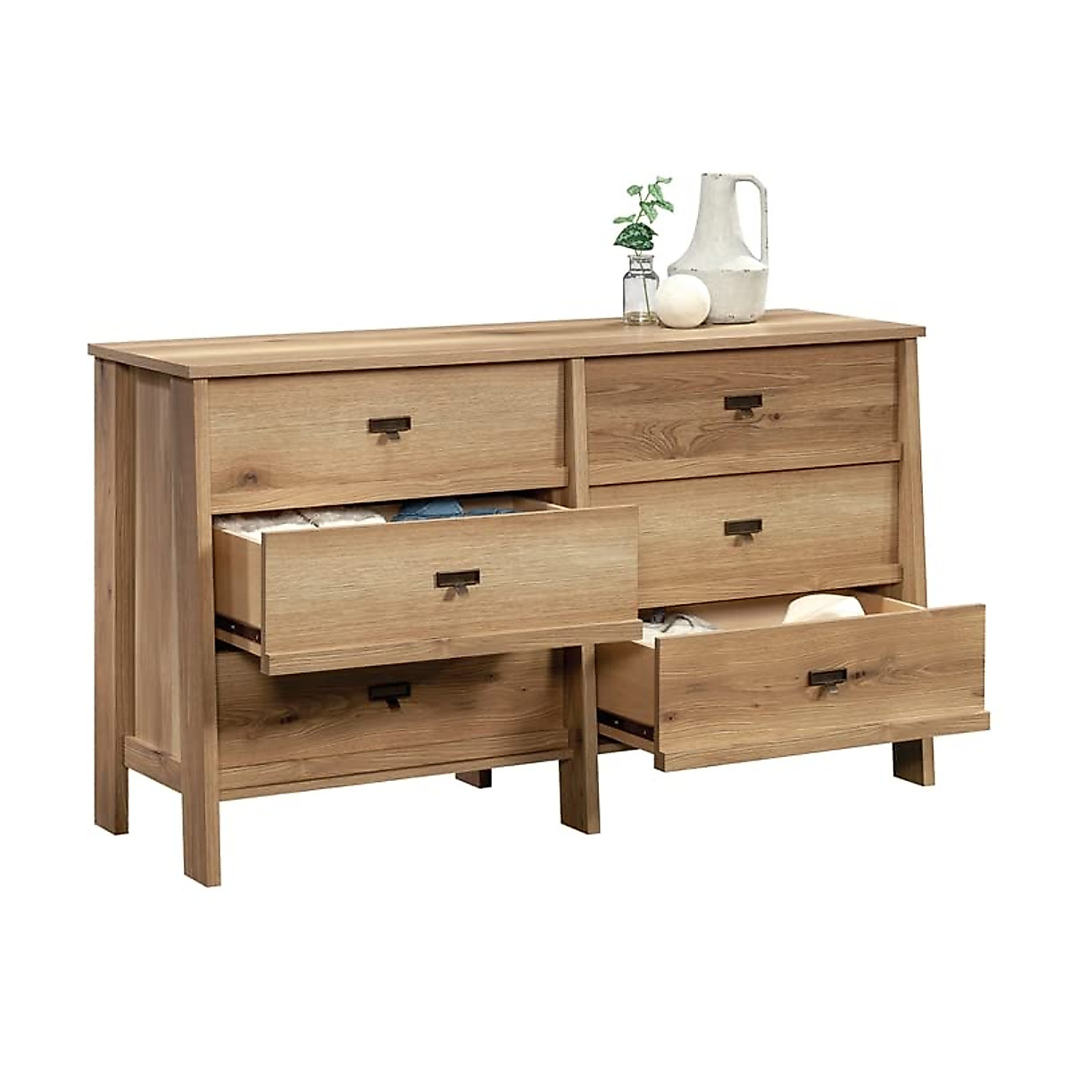 Sauder Trestle Engineered Wood 6 Drawer Dresser in Timber Oak