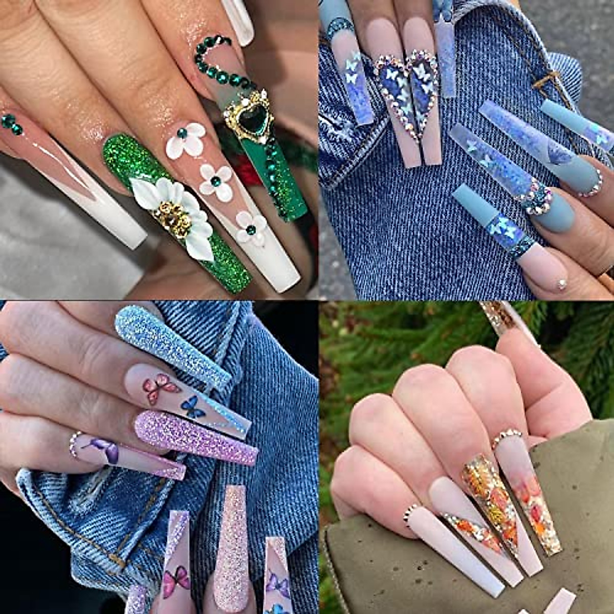 UNA GELLA Fake False Coffin Nails Tips No C Curve 216PCS Extra Long Acrylic Nail Tips For Nail Art / Extension, Home DIY Salon 12 Sizes Gelly Tips, Clear, XXL